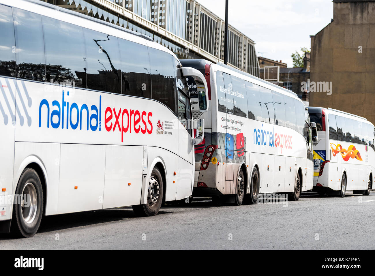 London, United Kingdom - September 15, 2018: National Express shuttle ...