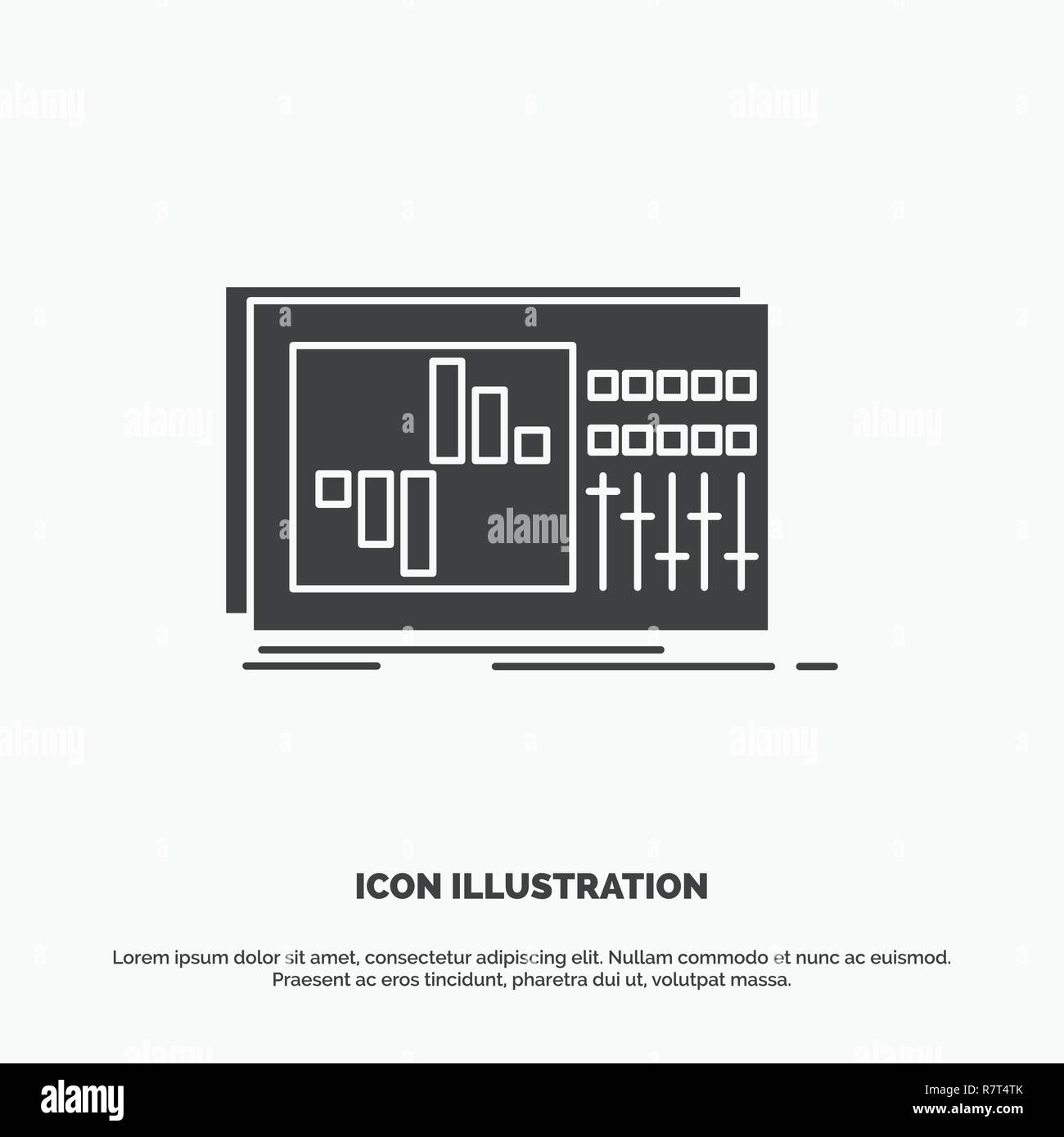 control, equalizer, equalization, sound, studio Icon. glyph vector gray ...