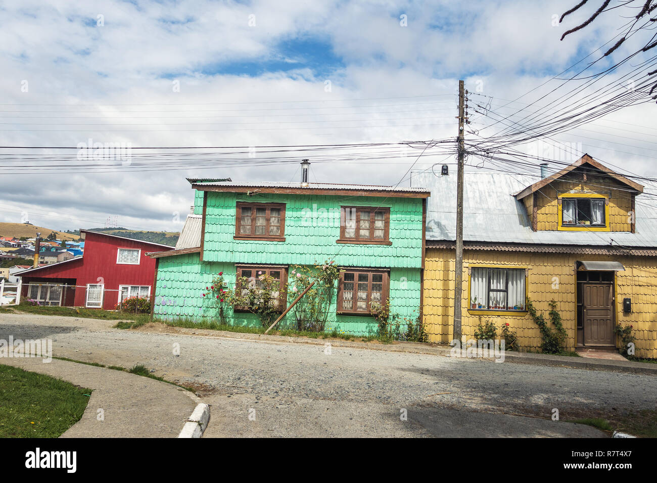 Traditional architecture houses in southern Chile - Ancud, Chiloe ...