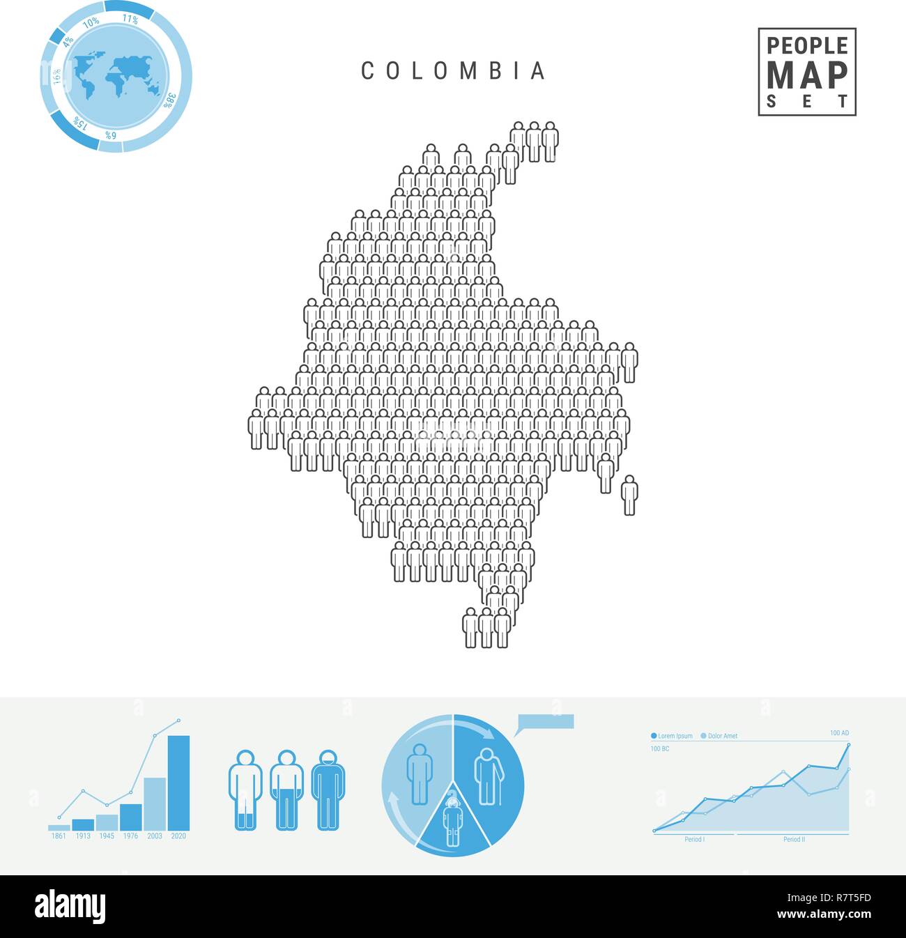 Colombia People Icon Map. People Crowd in the Shape of a Map of ...