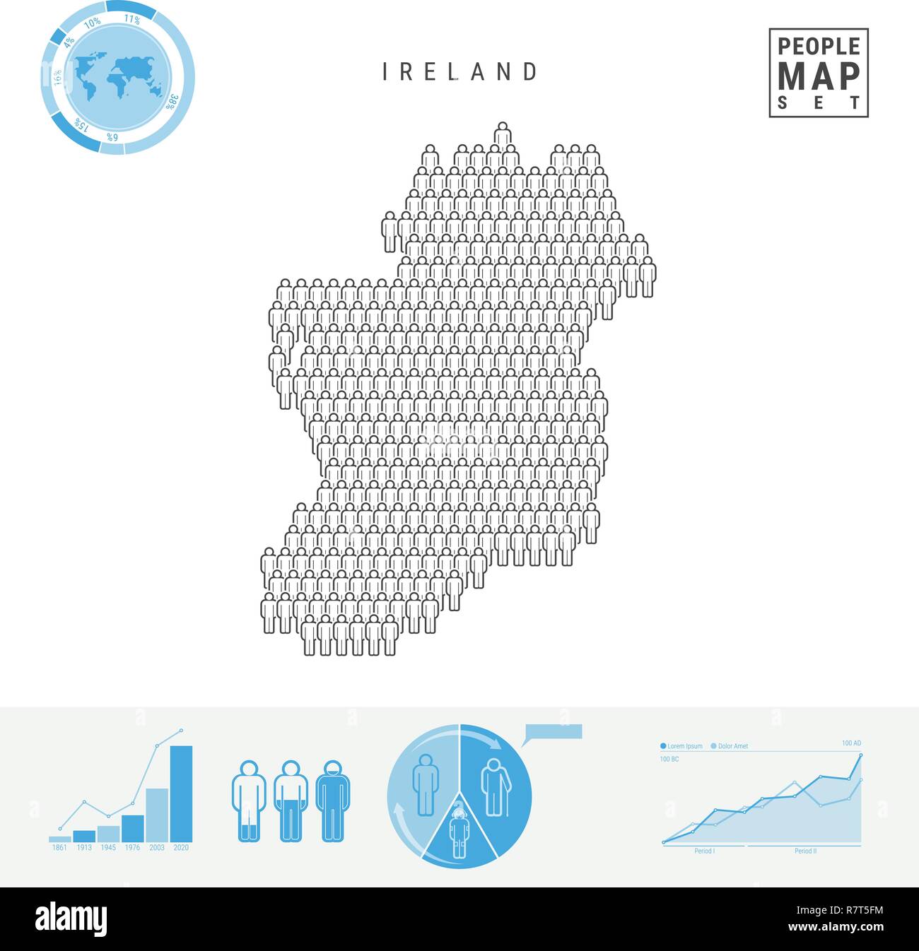 Ireland People Icon Map. People Crowd in the Shape of a Map of Ireland ...