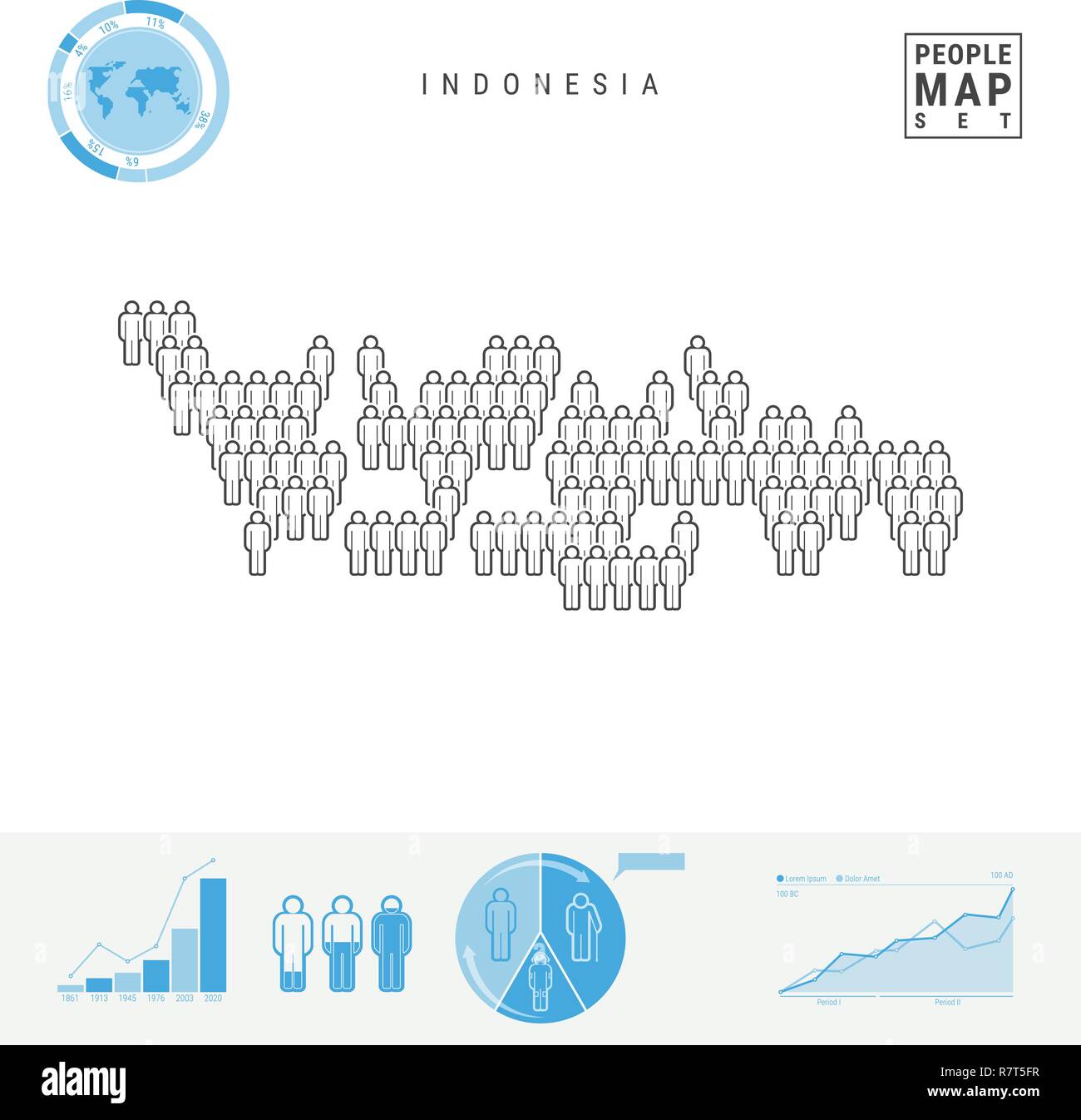 Indonesia People Icon Map. People Crowd in the Shape of a Map of ...