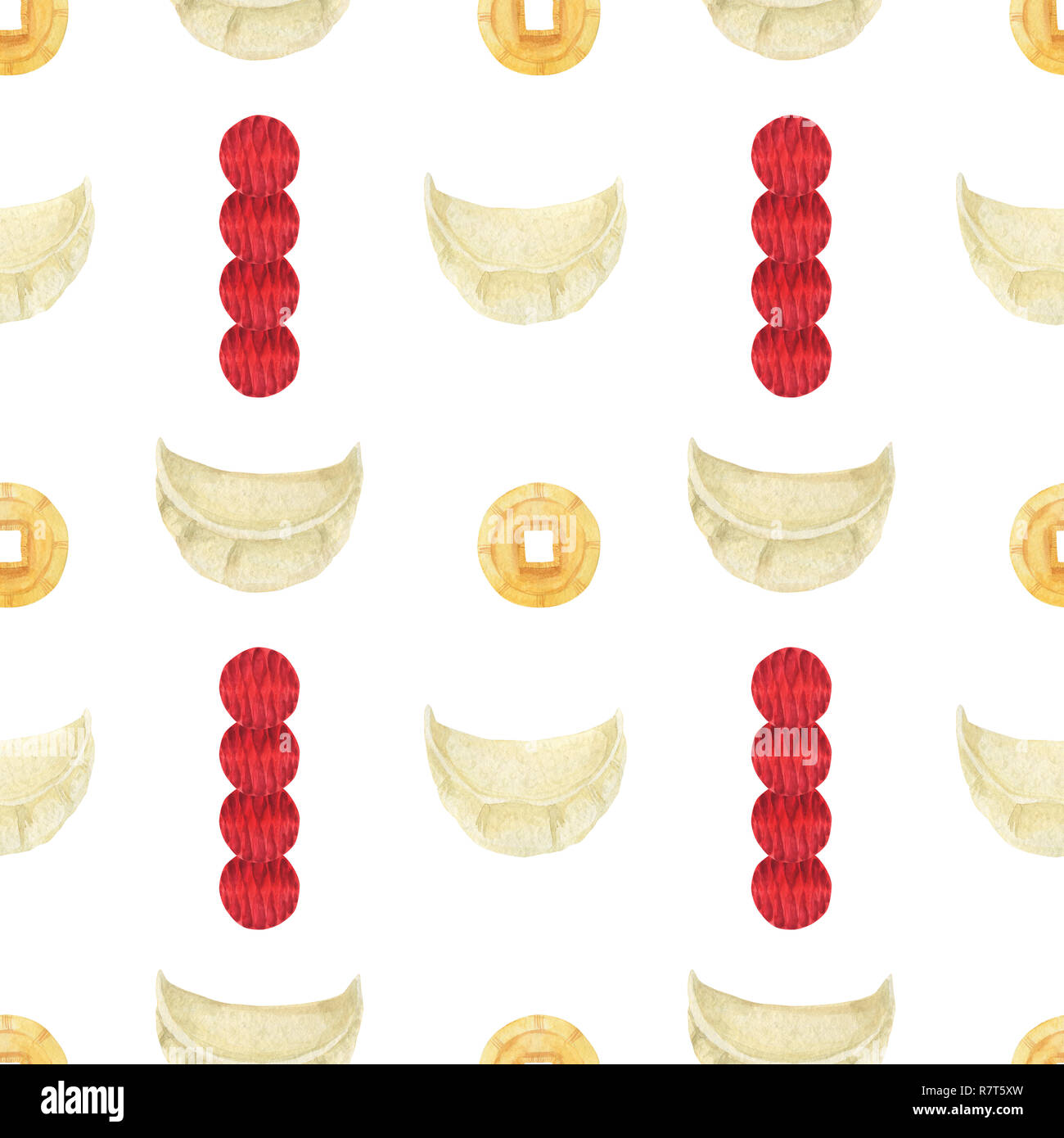 Chinese New Year Boiled Dumplings and Lucky Coins Stock Photo - Alamy