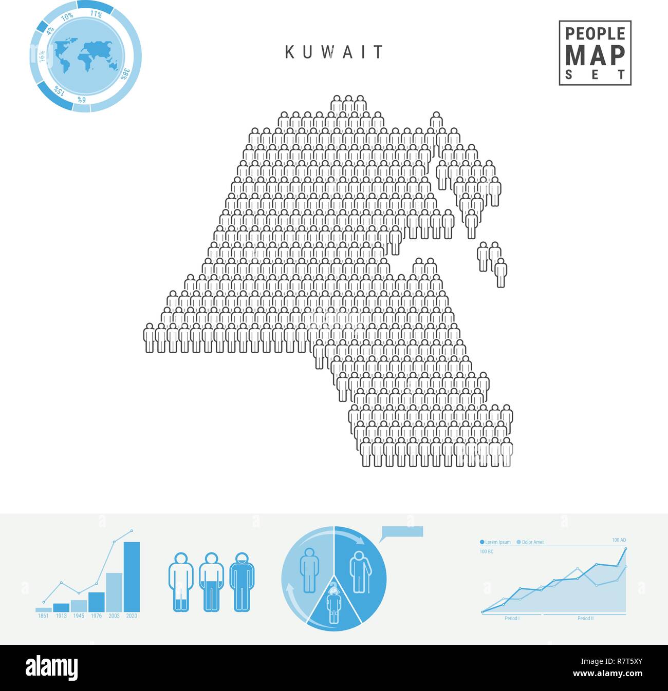 Kuwait People Icon Map. Stylized Vector Silhouette of Kuwait ...