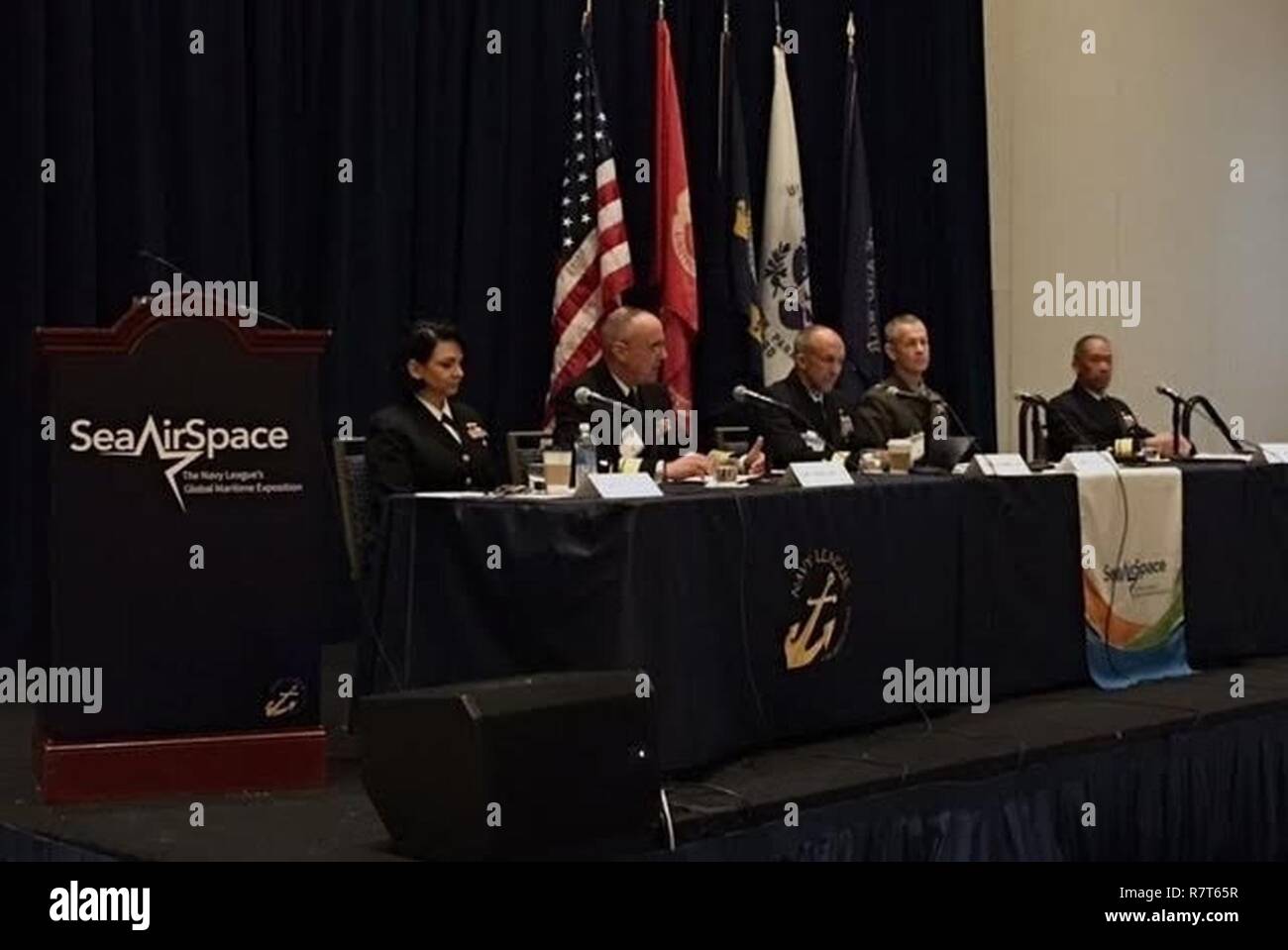 NATIONAL HARBOR, Md. (Apr. 6, 2017) Vice Adm. Forrest Faison speaks at ...