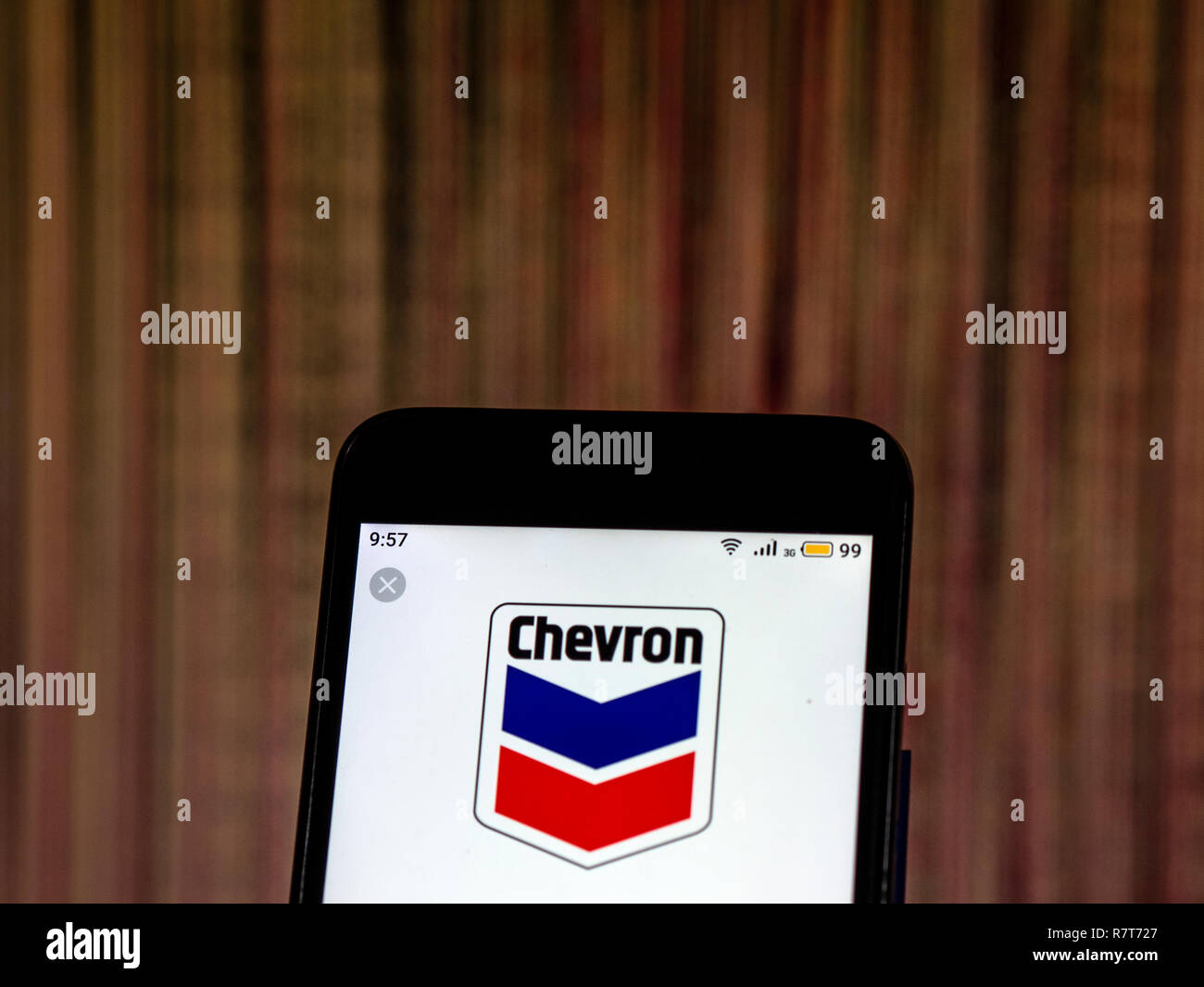 Chevron Corporation Oil industry company logo seen displayed on smart ...
