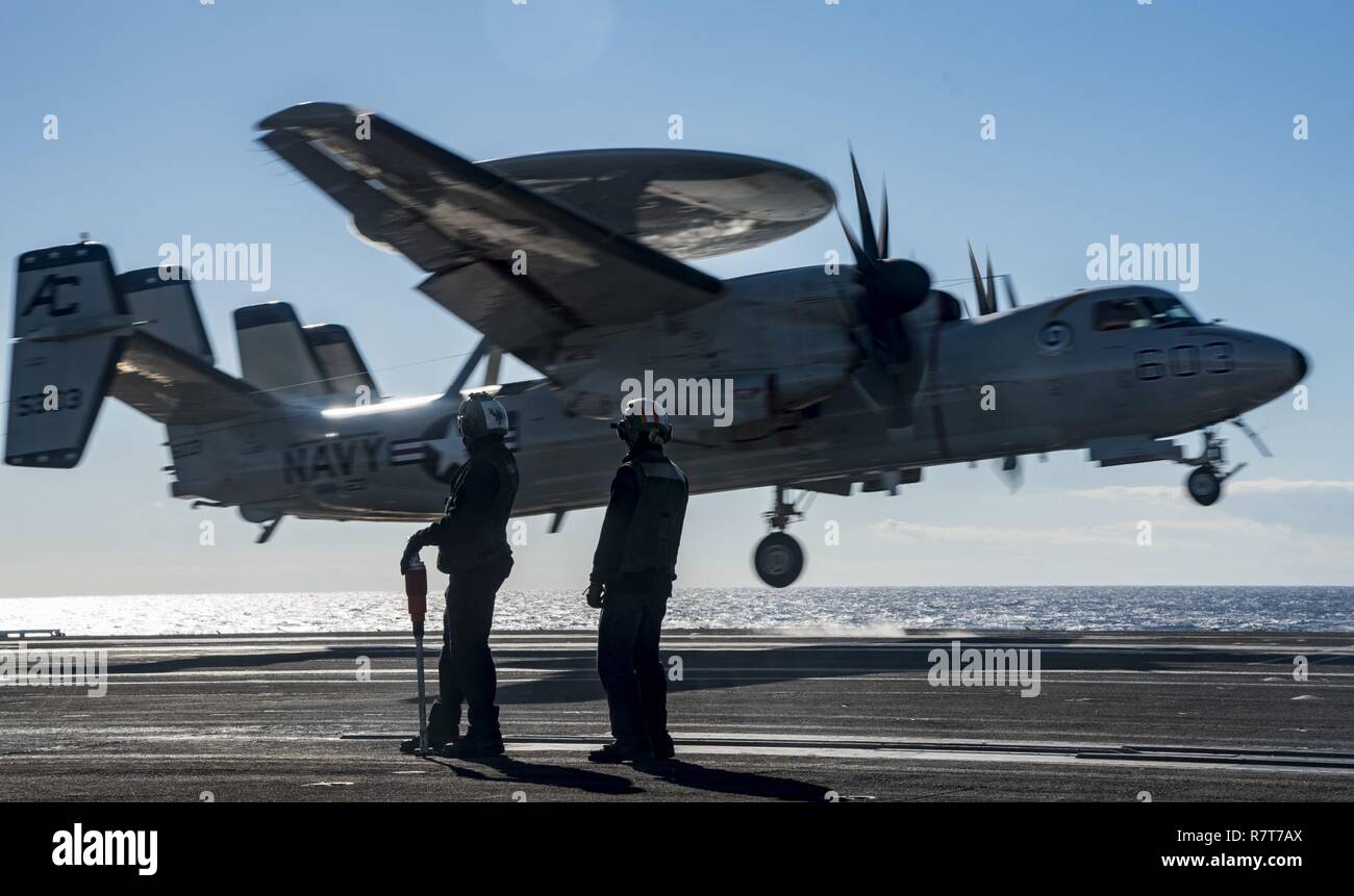 ATLANTIC OCEAN (April 1, 2017) An E2-C Hawkeye assigned to the ...