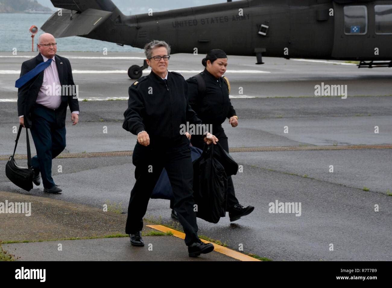 U.S. Pacific Fleet Master Chief Susan Whitman, disembarks a U.S. Army ...