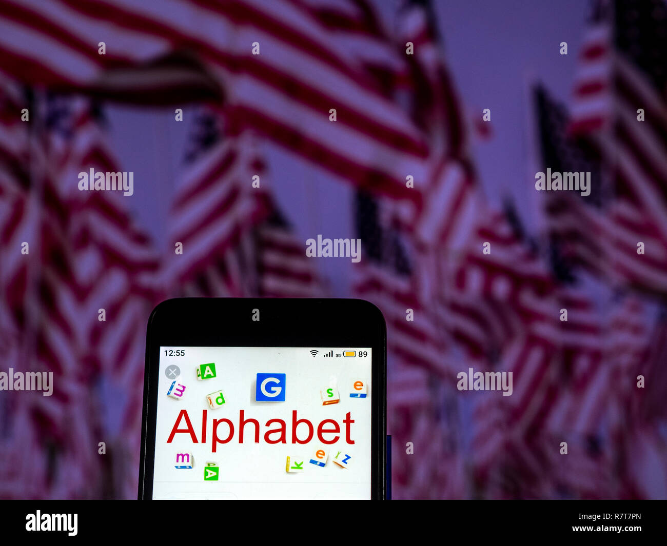 Alphabet Inc. Multinational conglomerate company logo seen displayed on ...