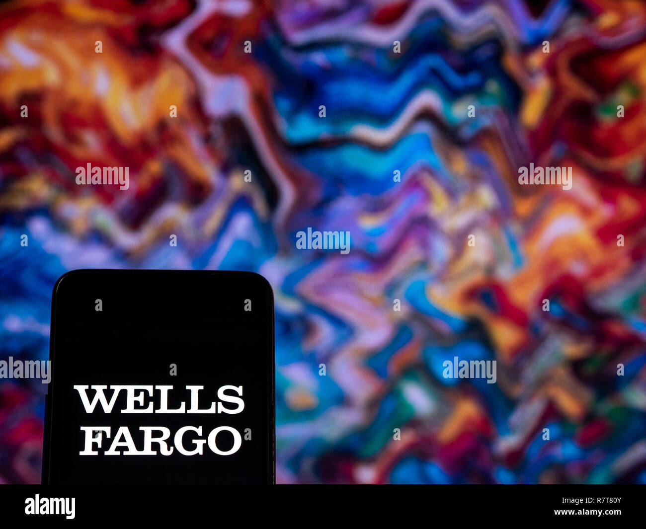 Wells Fargo Financial services company logo seen displayed on smart ...