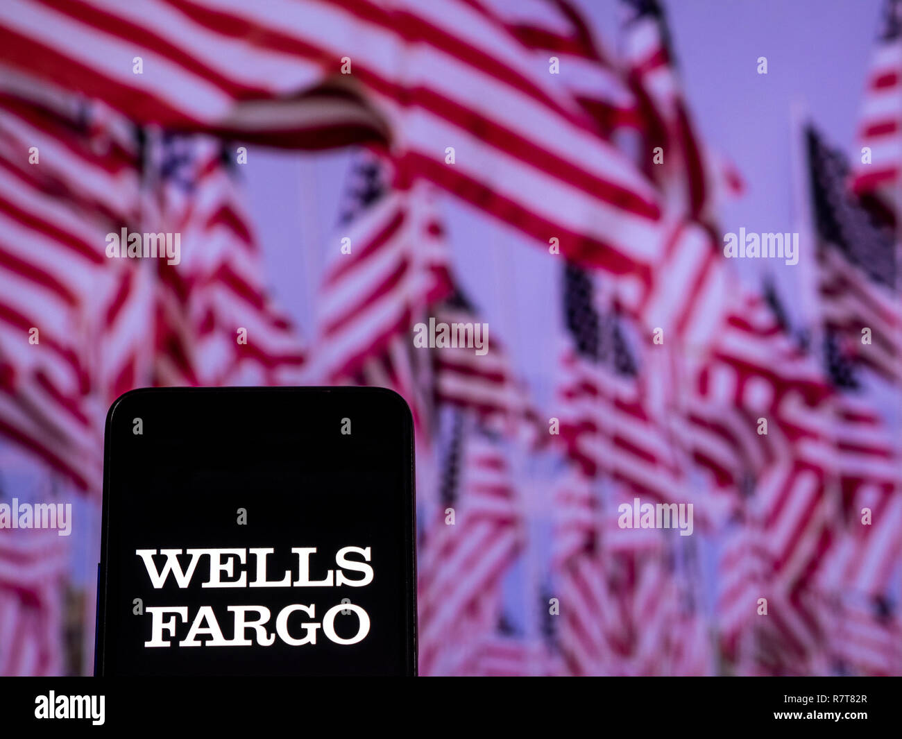 Wells Fargo Financial services company logo seen displayed on smart ...