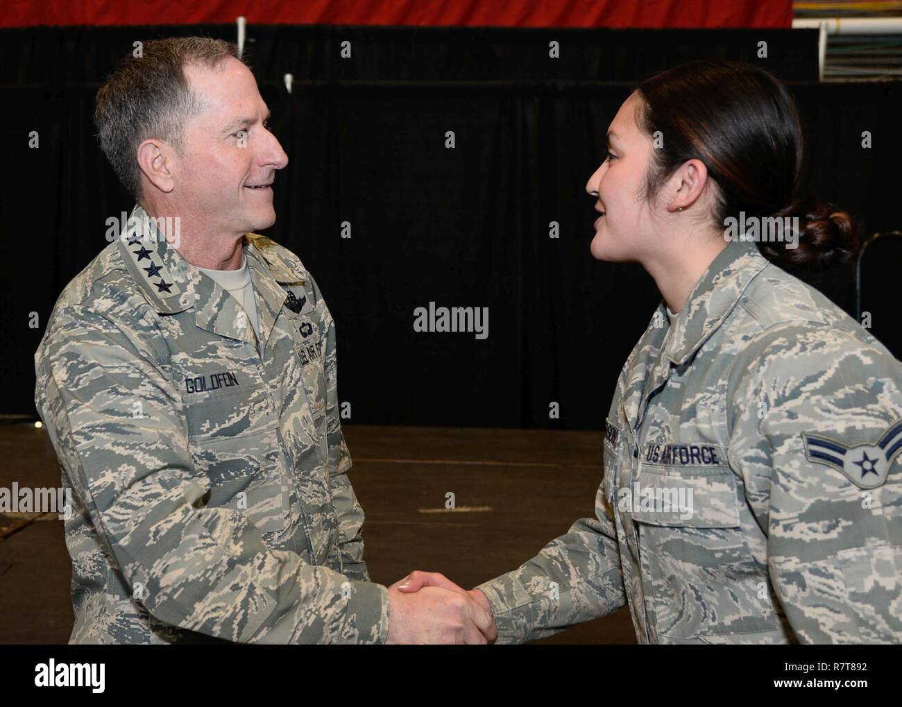 Air Force Chief of Staff Gen. David L. Goldfein shakes hands with ...