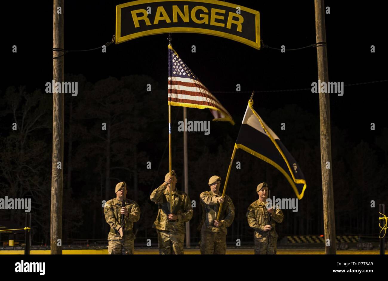 U.S. Army rangers post colors during the opening ceremony of the Best ...