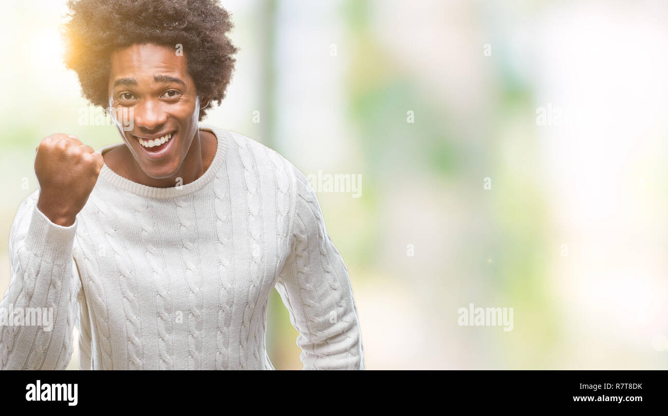 Happy afro american black man celebrating, very excited and confident ...