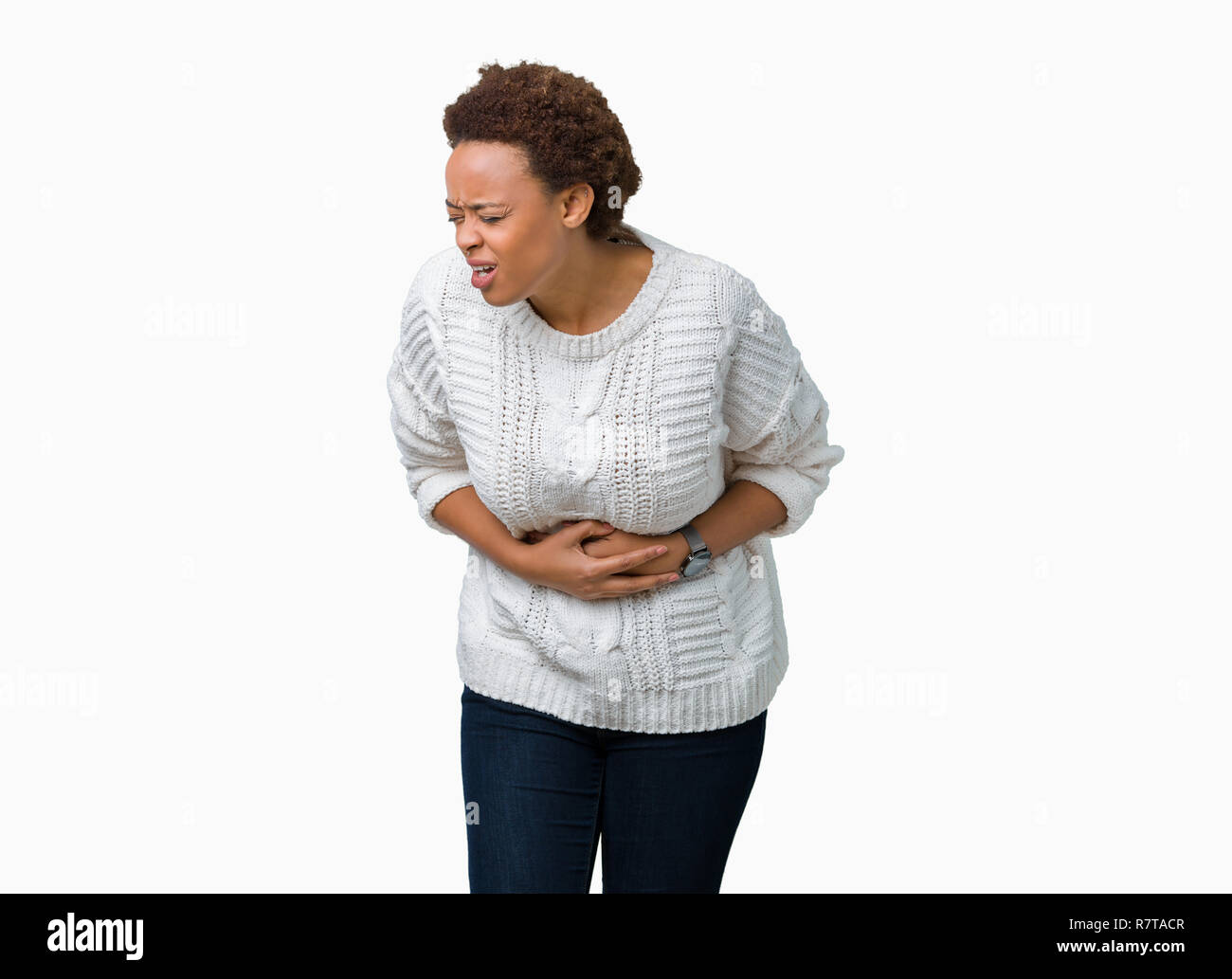 Beautiful young african american woman wearing sweater over isolated ...