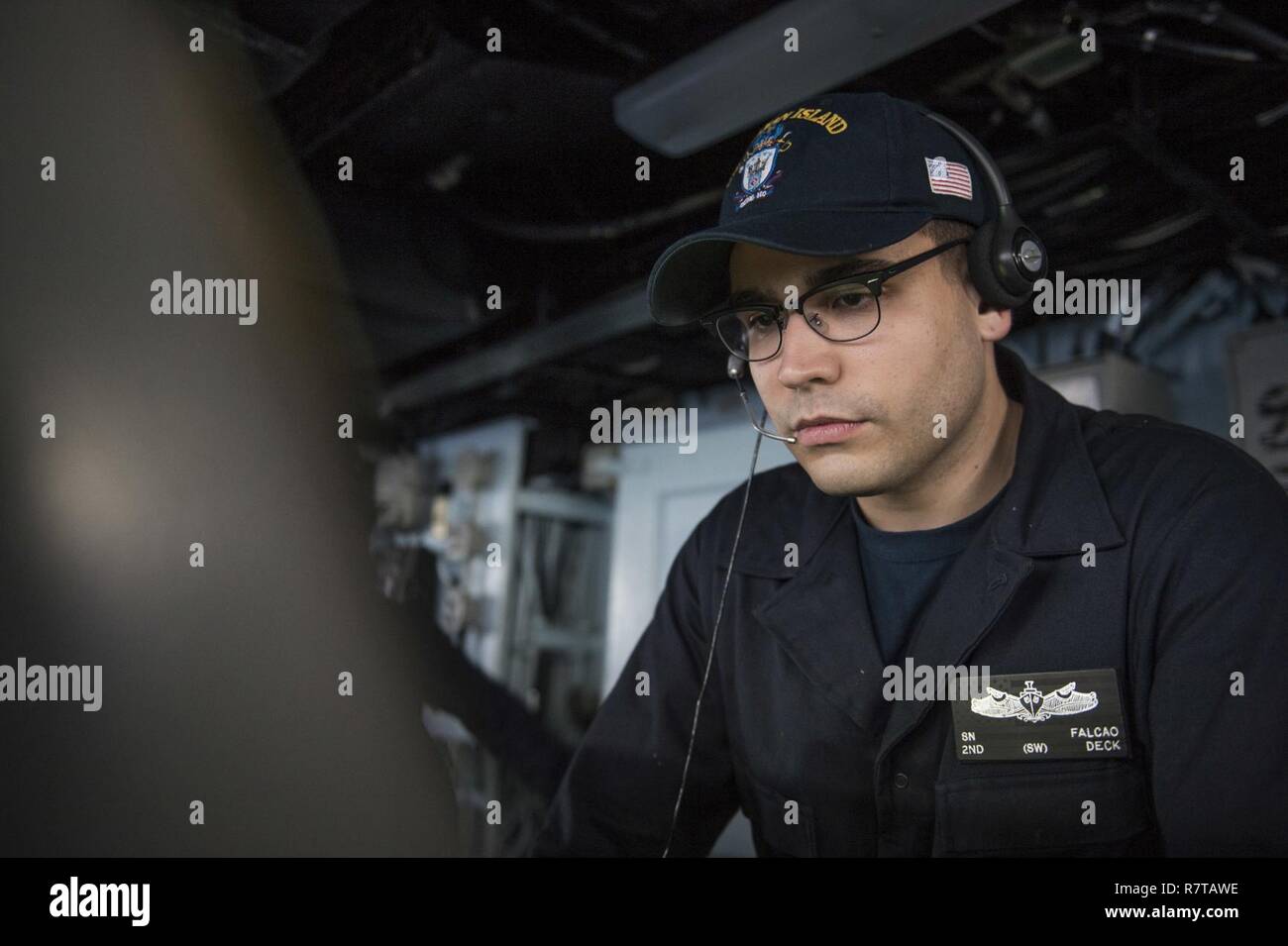 SOUTH CHINA SEA (April 5, 2017) Seaman Wesley Falcoa, from Aurora, Colo ...