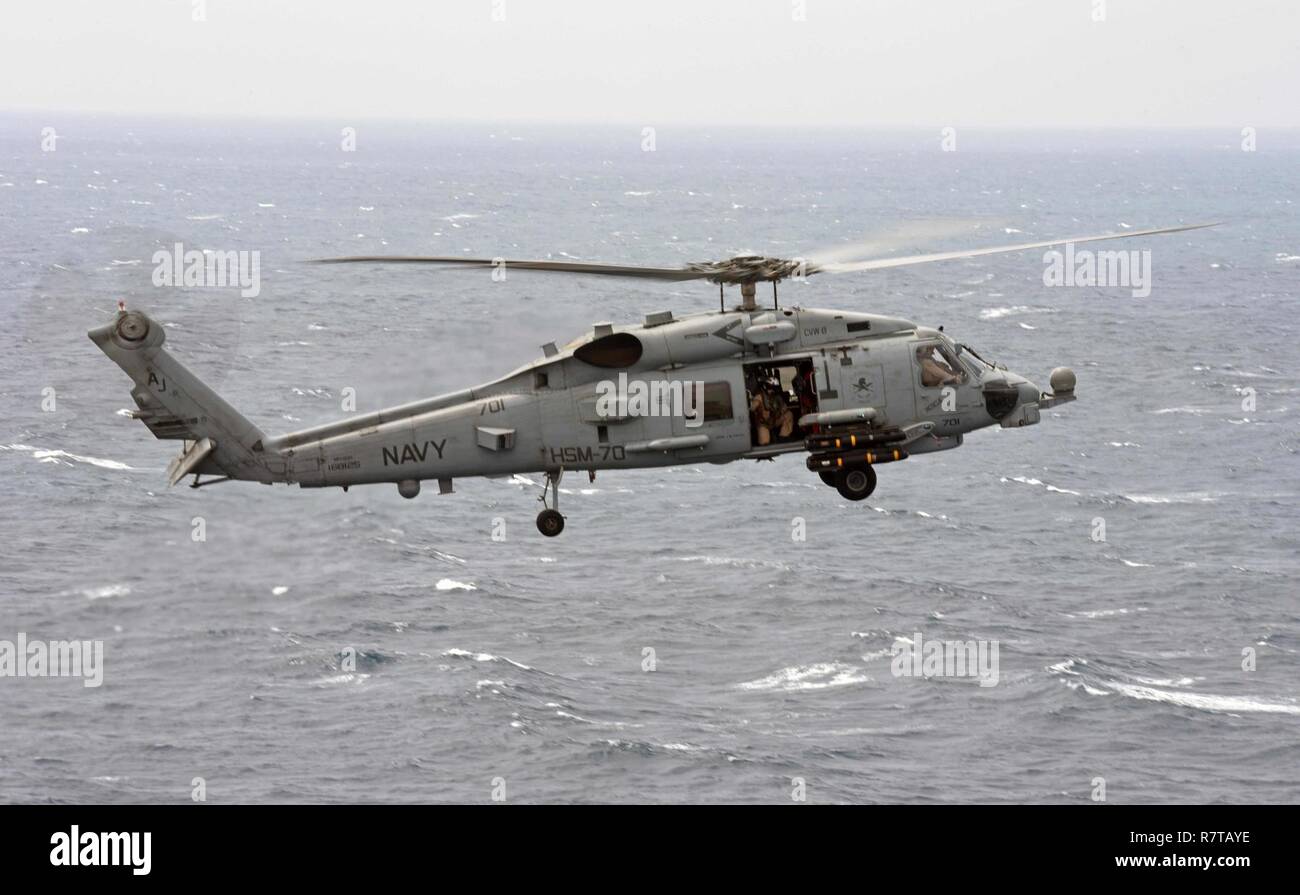 ARABIAN GULF (April 3, 2017) An MH-60R Sea Hawk helicopter assigned to ...