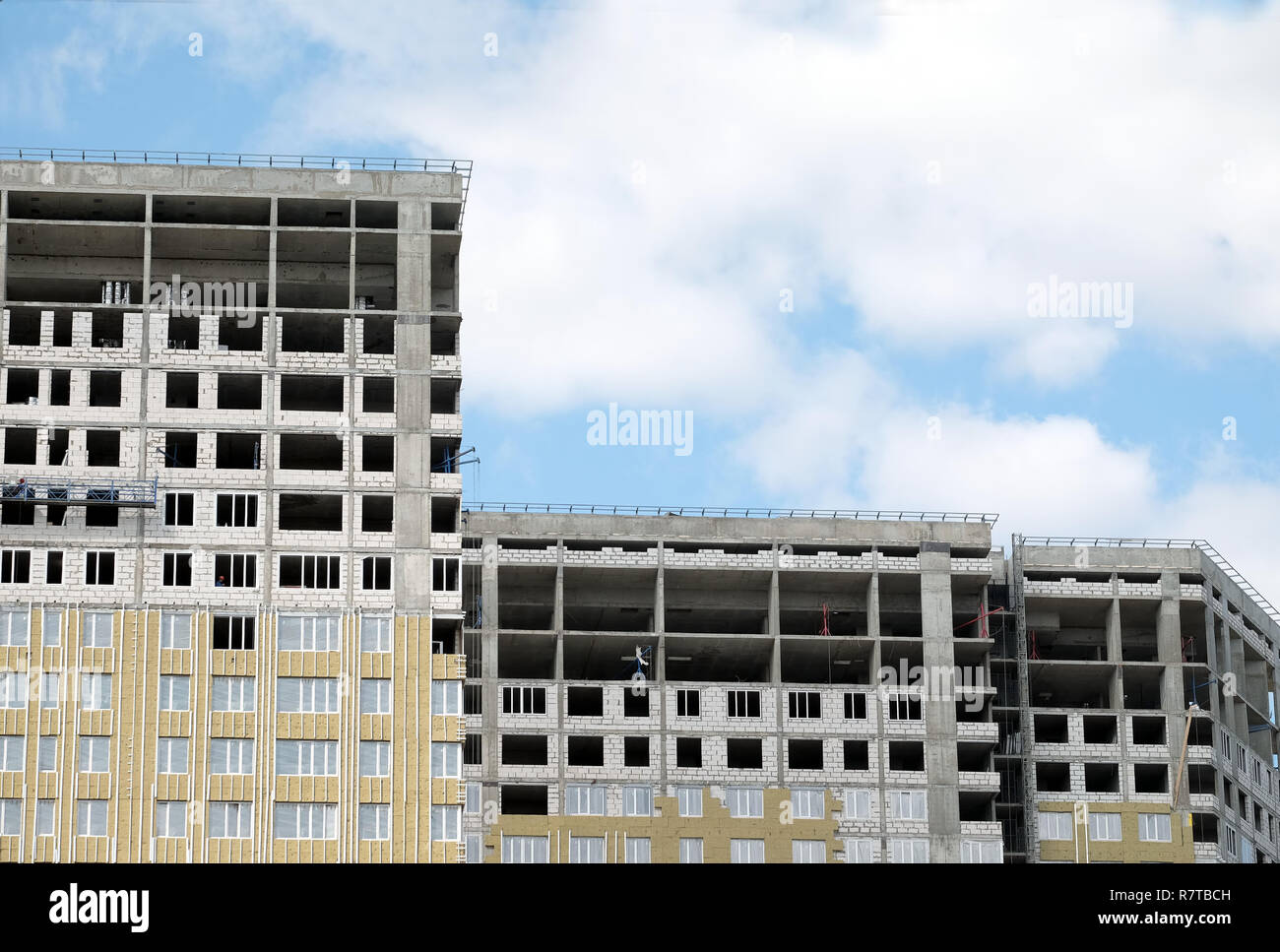 Process of construction high-rise modern apartment building with flat ...
