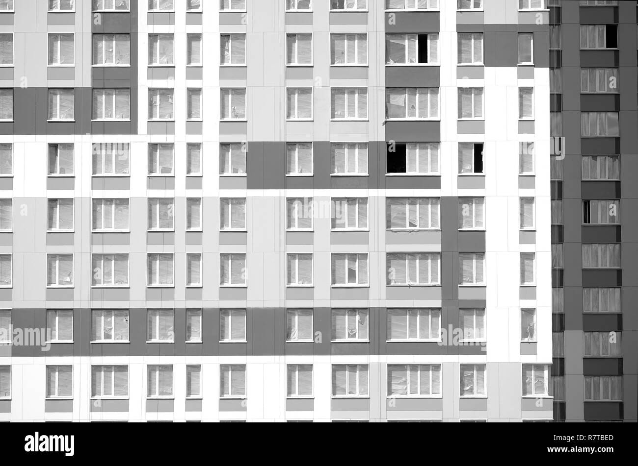 Windows front facade flats day front facade Black and White Stock ...