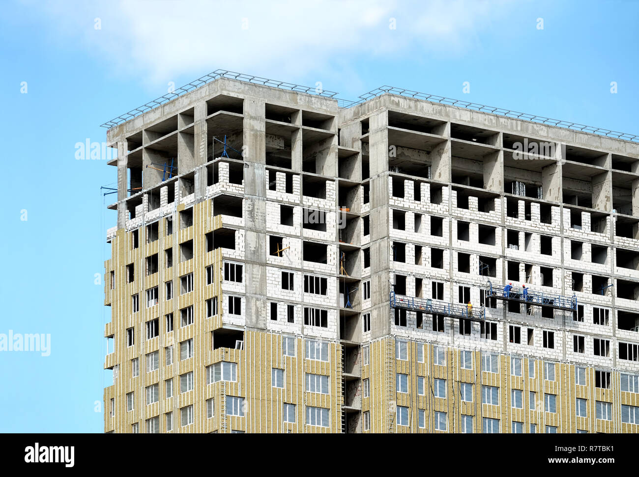 Process of construction high-rise modern apartment building with flat ...