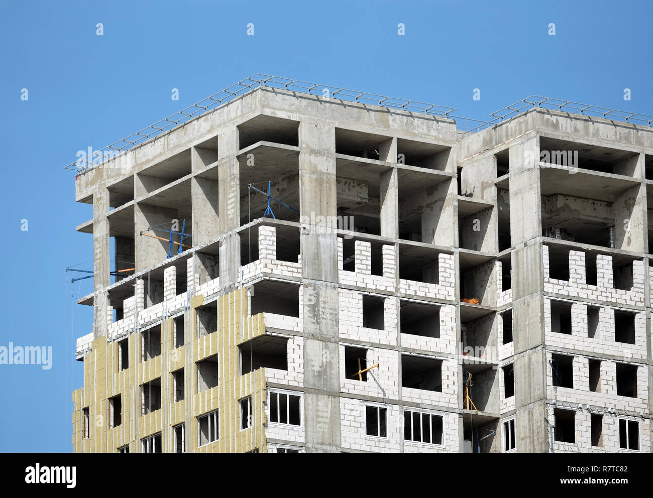 Process of construction high-rise modern apartment building with flat ...