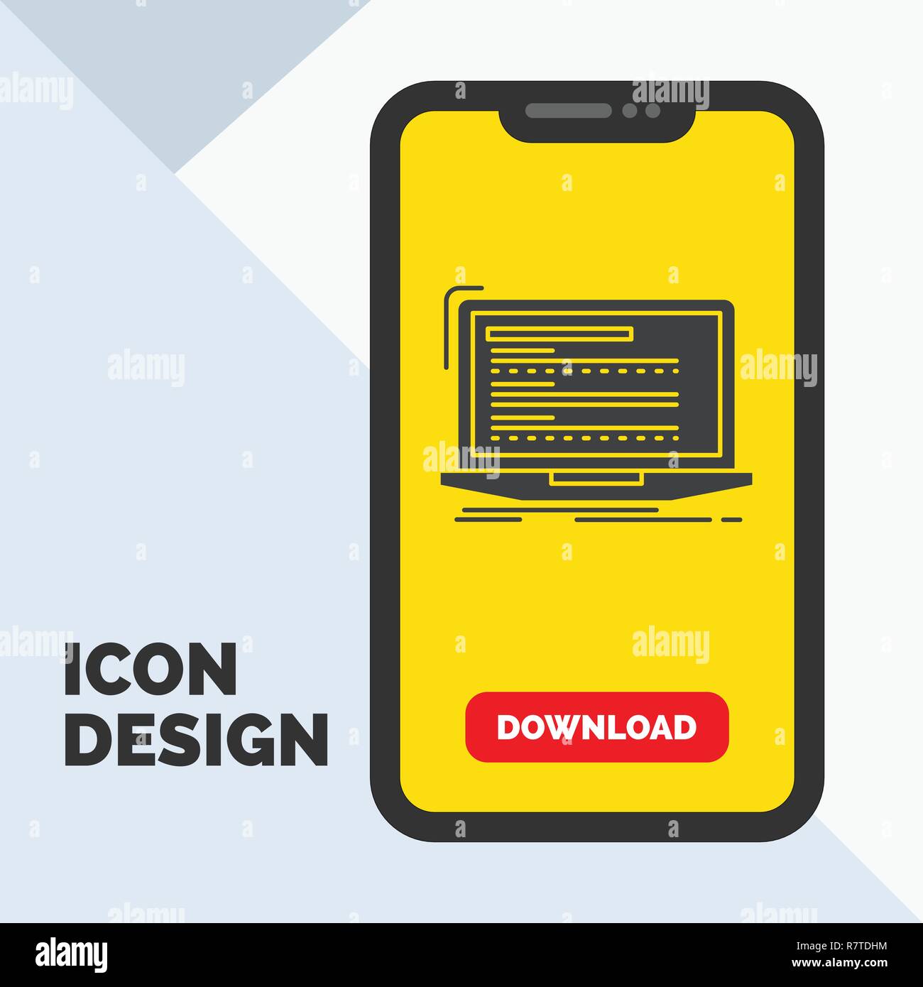 Code Coding Computer Monoblock Laptop Glyph Icon In Mobile For Download Page Yellow 