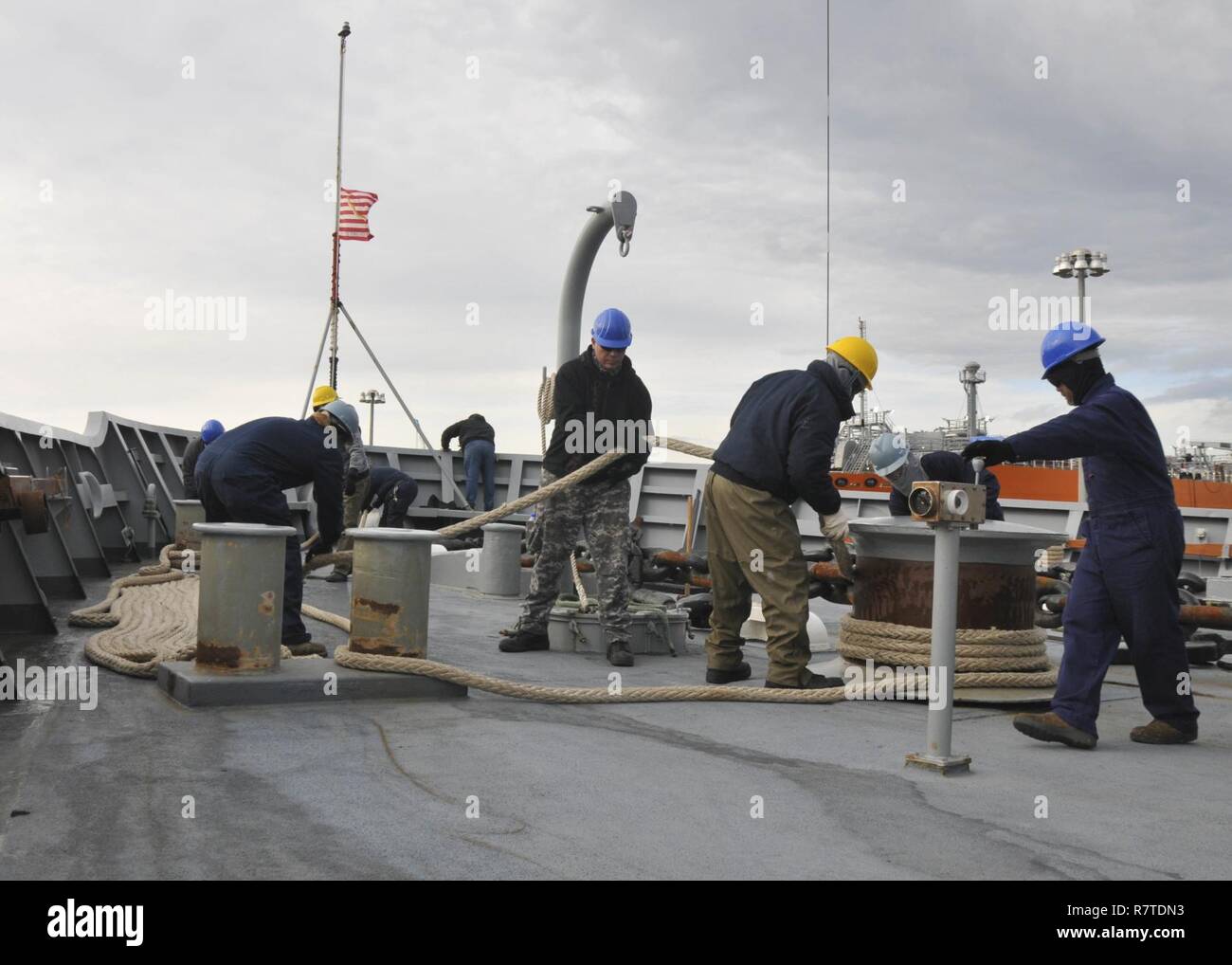 PORTLAND, Ore. (April 6, 2017) Military Sealift Command civilian mariners assigned to the ...