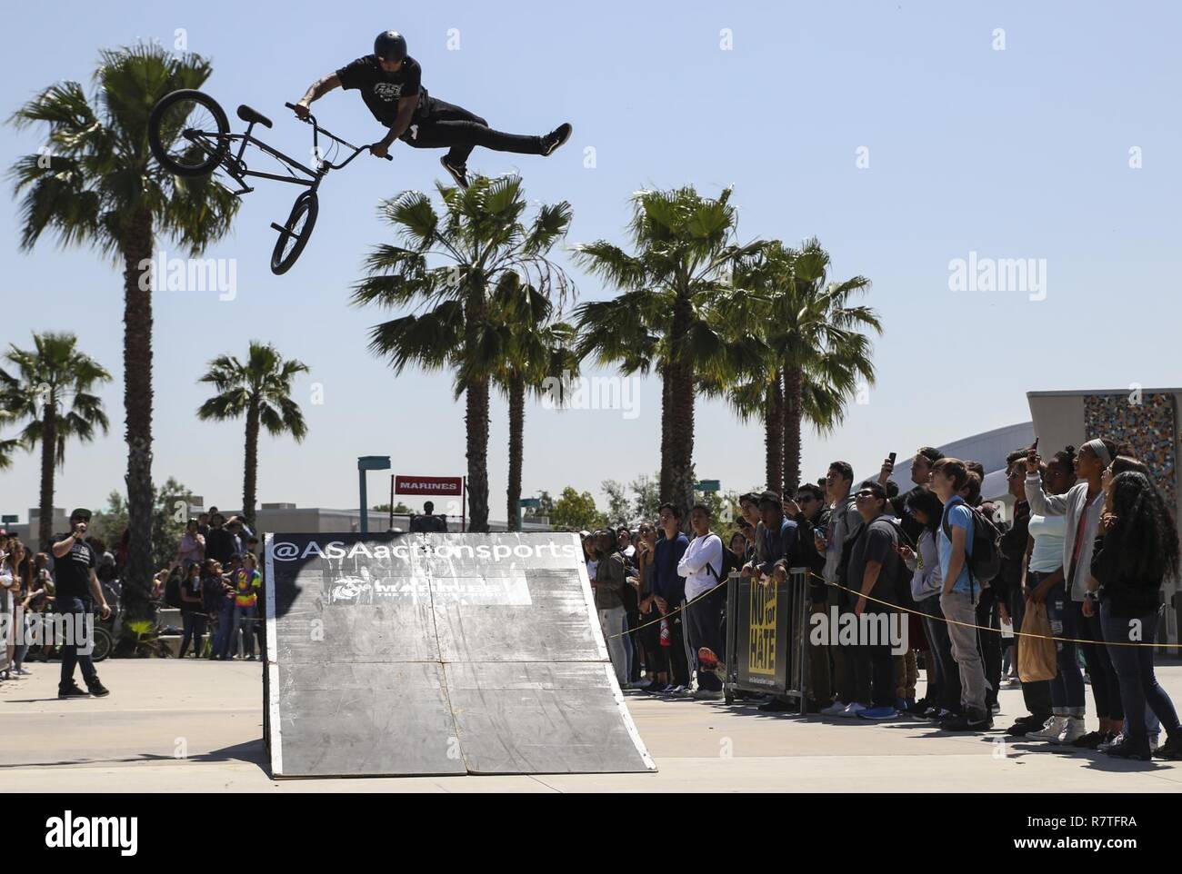 Mykel Larrin, a BMX pro rider, does a tail whip during the ASA anti ...