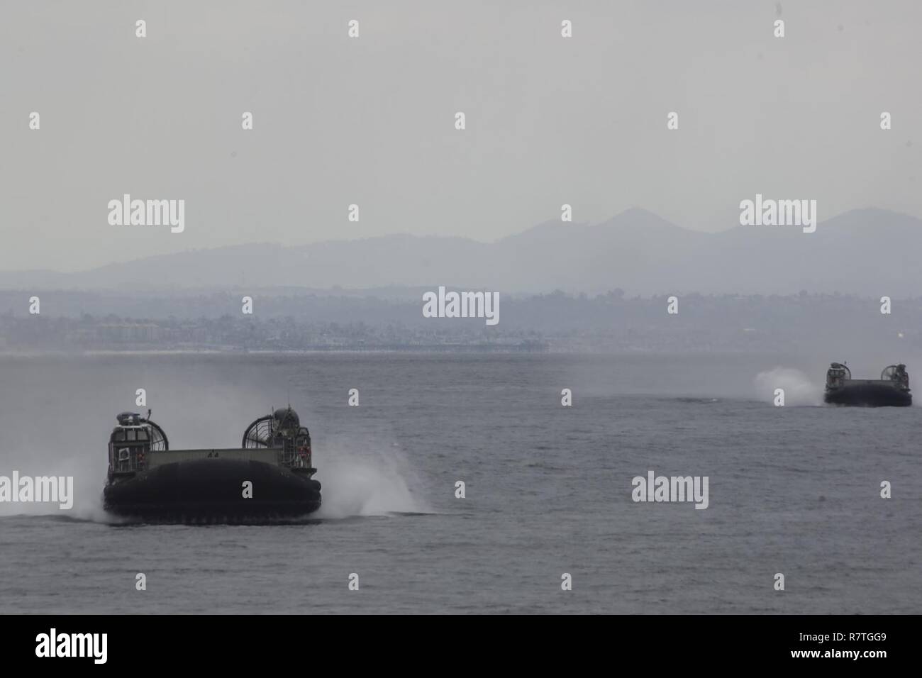 PACIFIC OCEAN, Calif., – A pair of Landing Craft Air Cushion with Navy ...