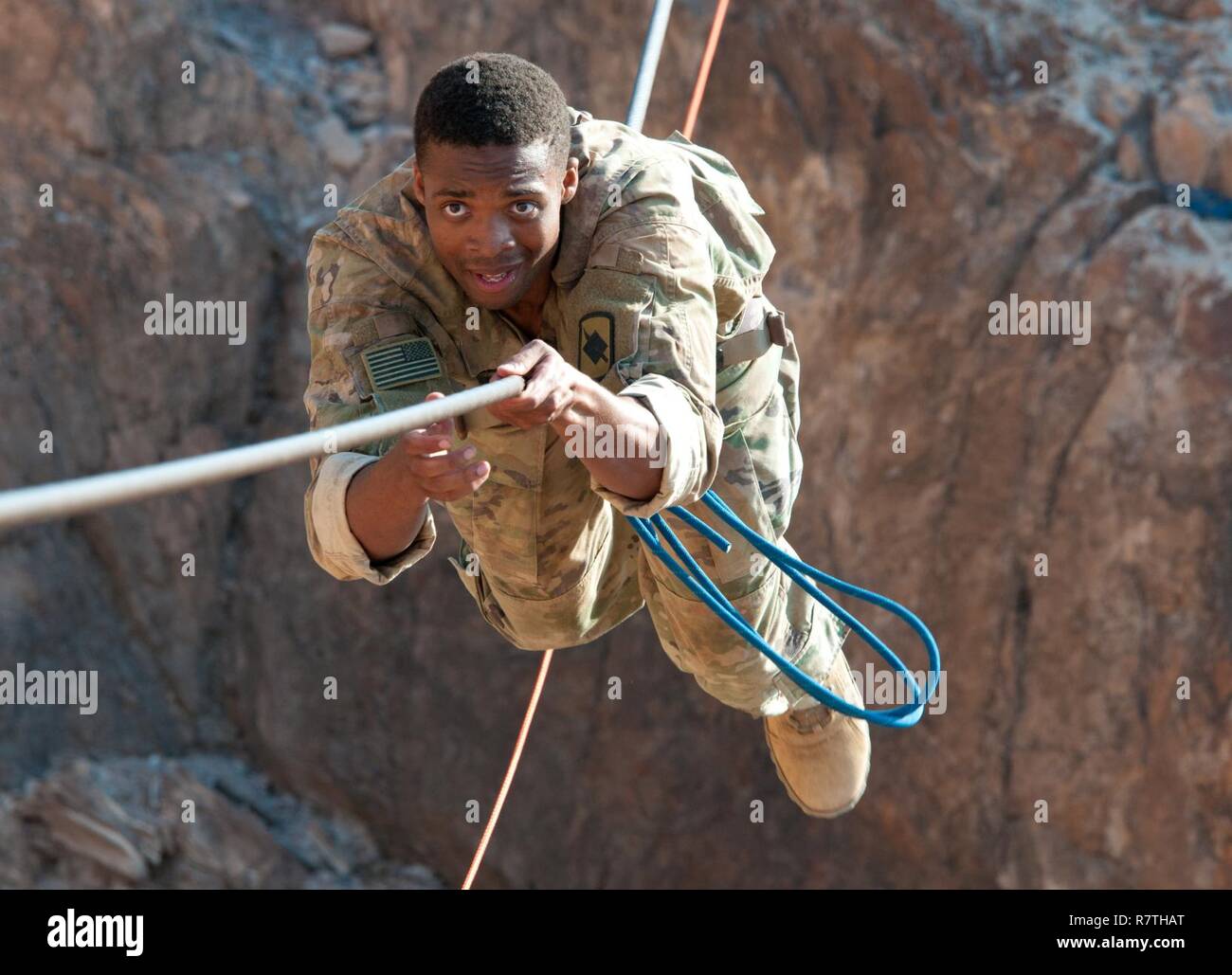 U.S. Army 2nd Lt. Kre McMahon completes the mountain obstacle portion ...