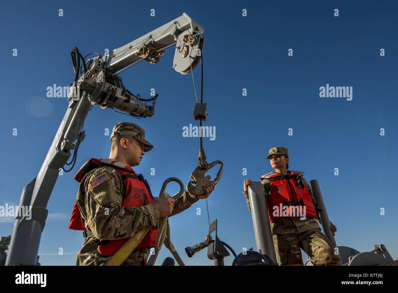 Spc. Huy Dinh and Spc. Angelina Utanes, U.S. Army Reserve watercraft ...