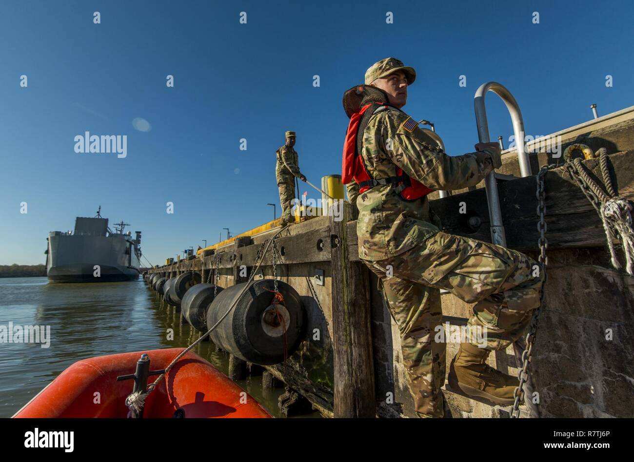 Spc. Dylan Nice, a U.S. Army Reserve watercraft operator Soldier from ...