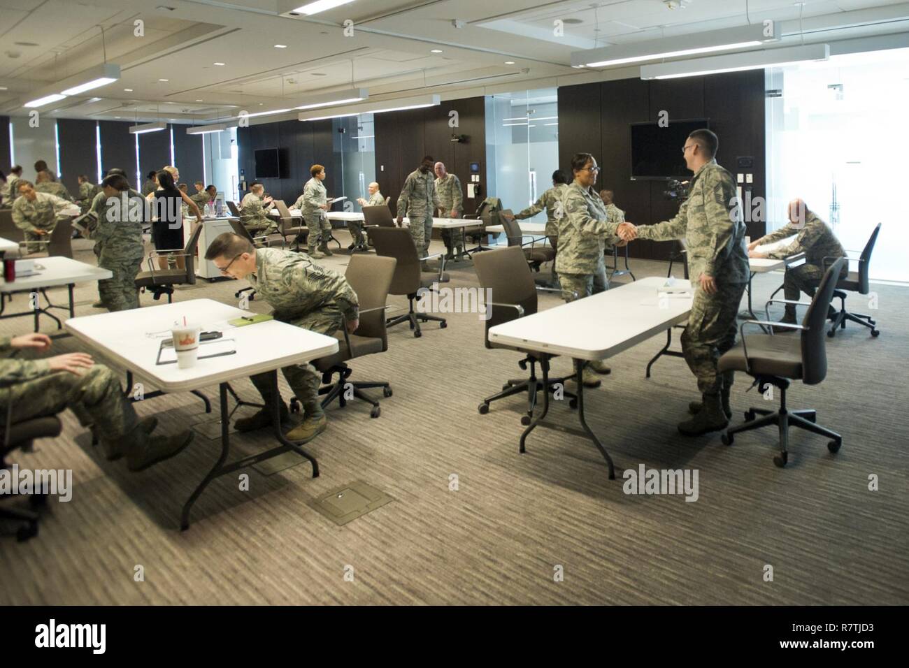 Airmen at the Air National Guard Readiness Center take part in a speed ...