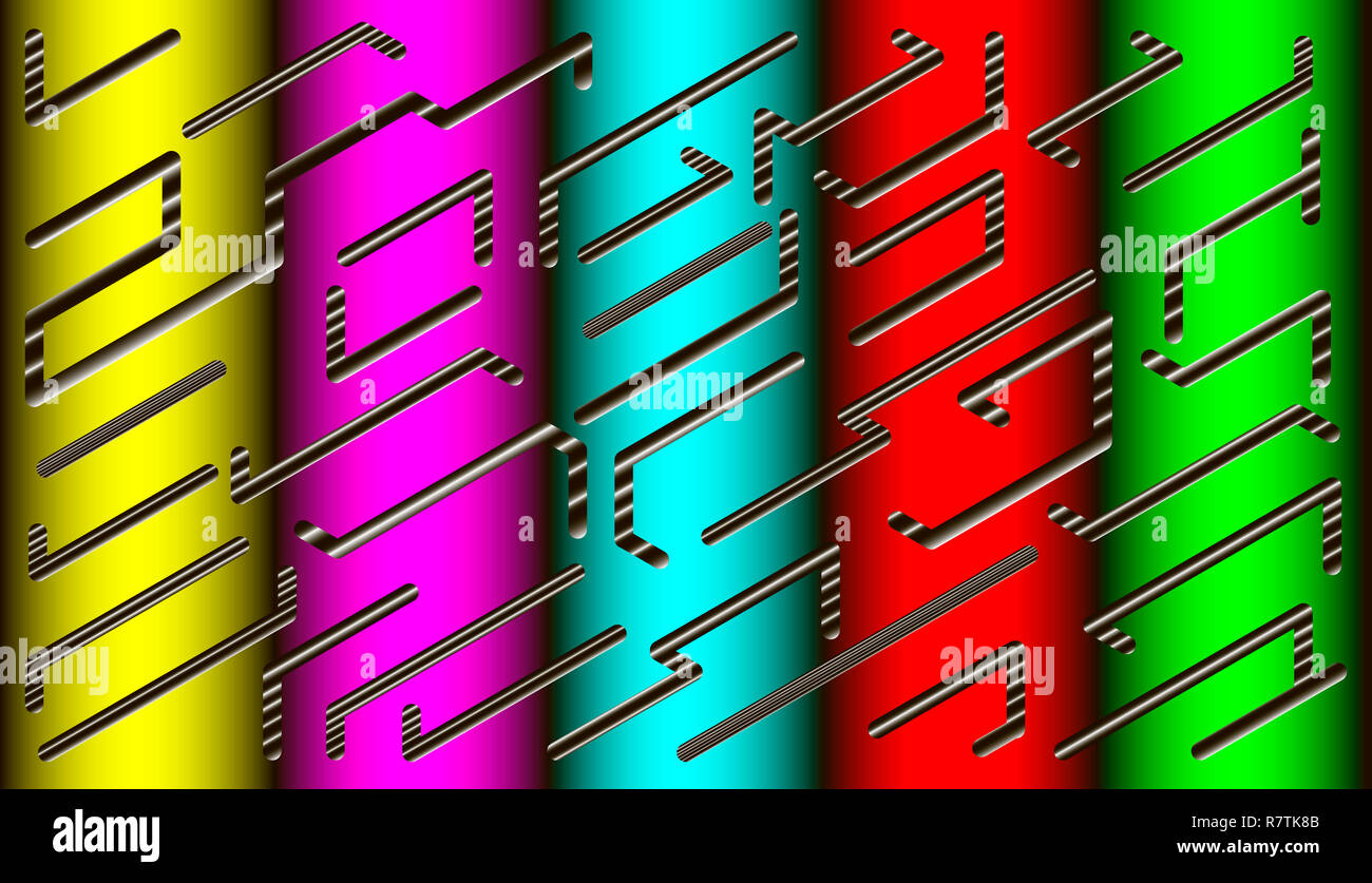 Abstract geometric shapes on a background of bright vertical gradients ...