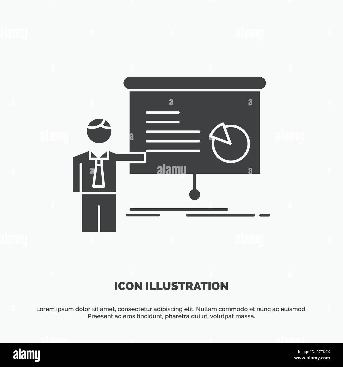 graph, meeting, presentation, report, seminar Icon. glyph vector gray ...