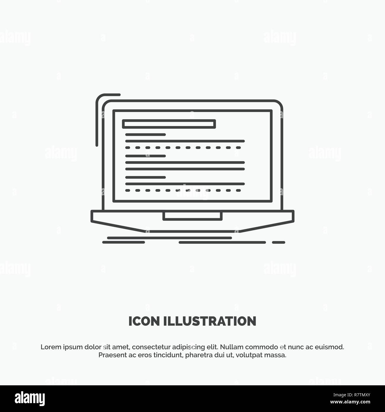 Code Coding Computer Monoblock Laptop Icon Line Vector Gray Symbol For Ui And Ux Website
