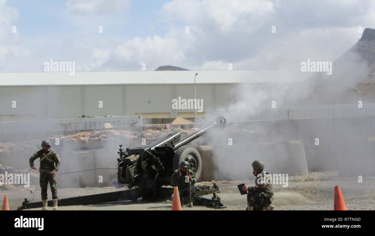An artillery crew from the Afghan National Army 203rd Thunder Corps ...