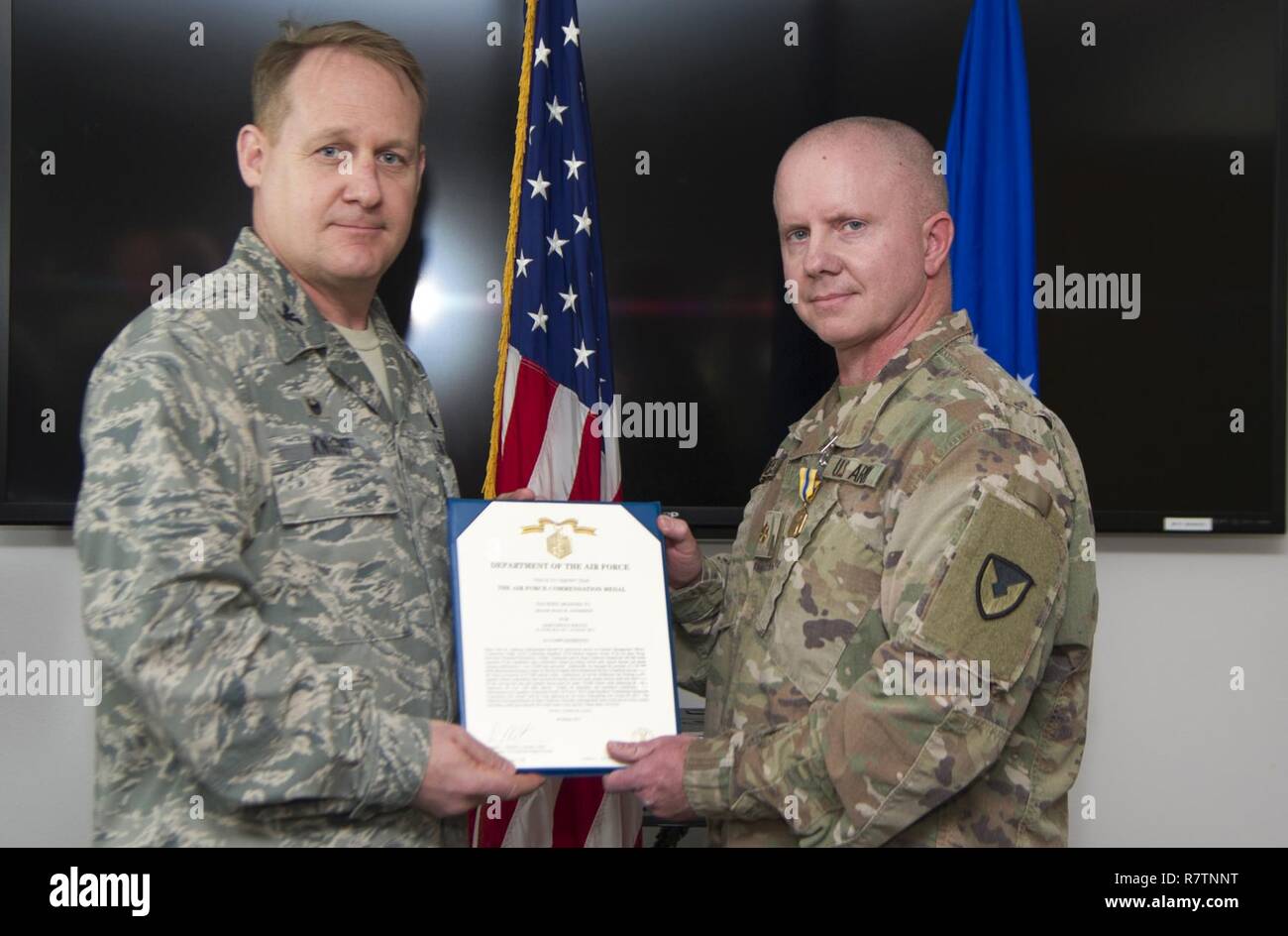 U.S. Army Maj. Sean Anderson, right, and Col. Daniel Knight, 673d ...