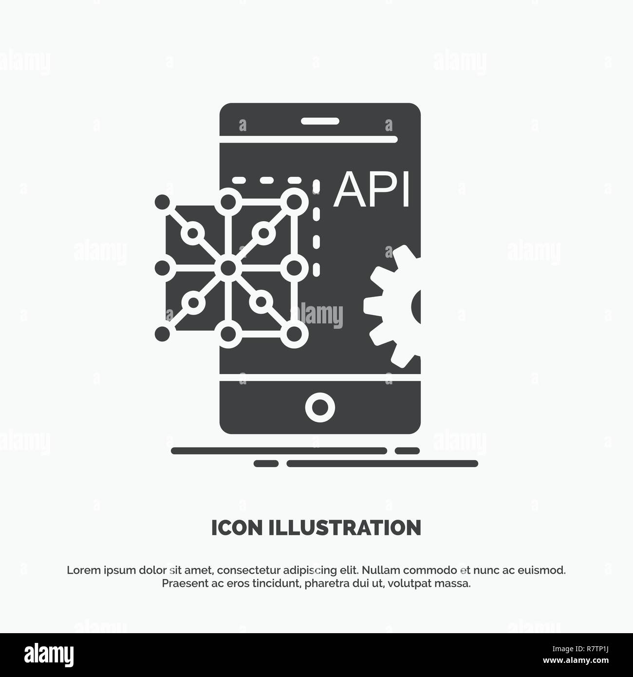 Api Application Coding Development Mobile Icon Glyph Vector Gray Symbol For Ui And Ux