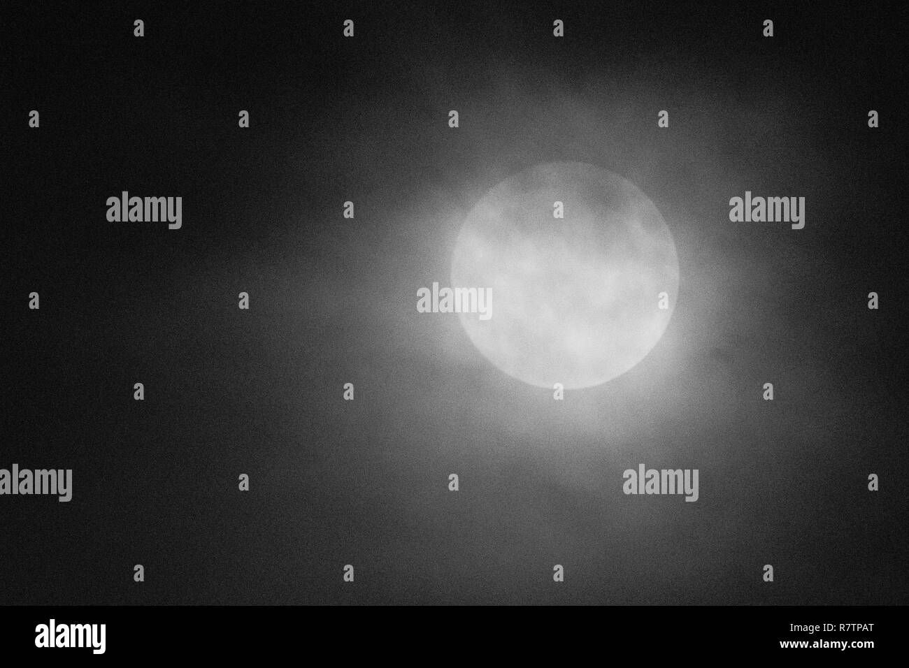 Moon on sky cloudy Black and White Stock Photos & Images - Alamy