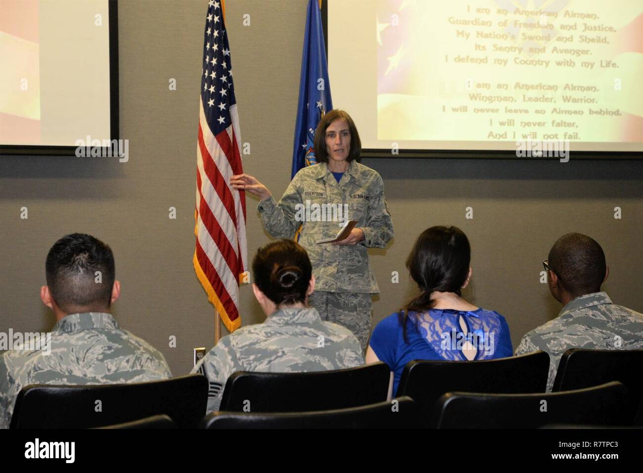 Chief Master Sgt. Vicki Robertson, the 302nd Airlift Wing command chief ...