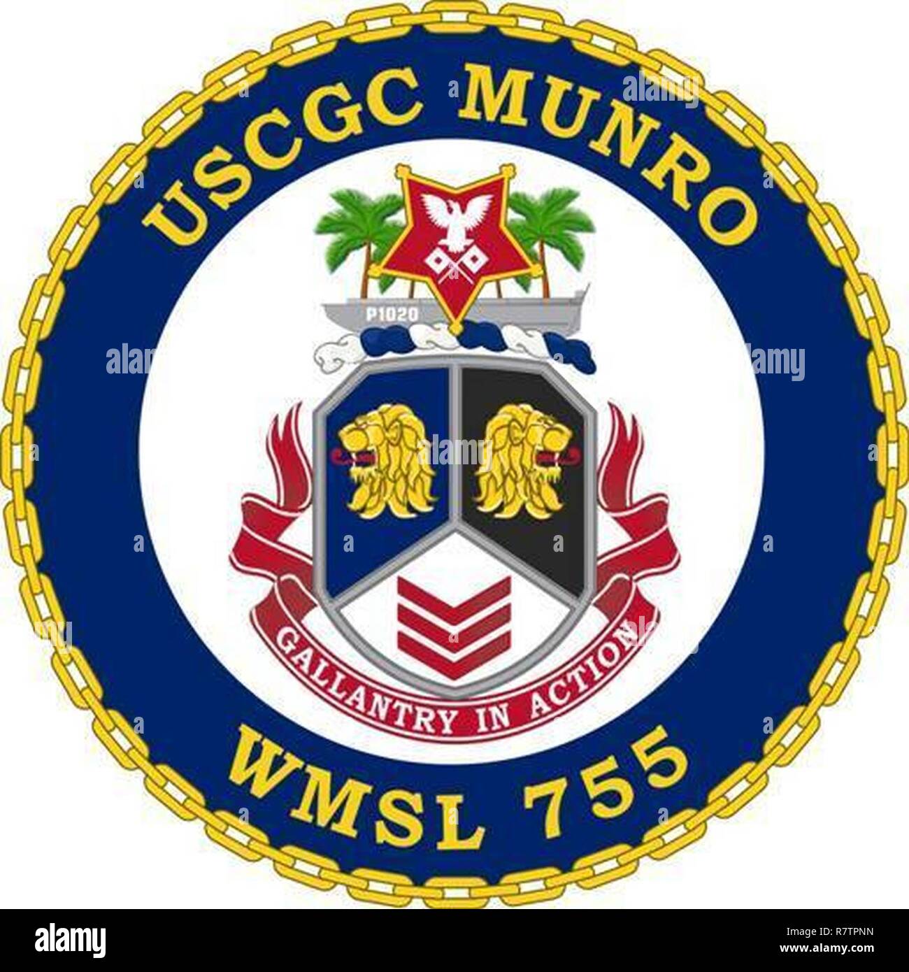 Seal of the Coast Guard Cutter Munro (WMSL 755). The cutter's motto is ...