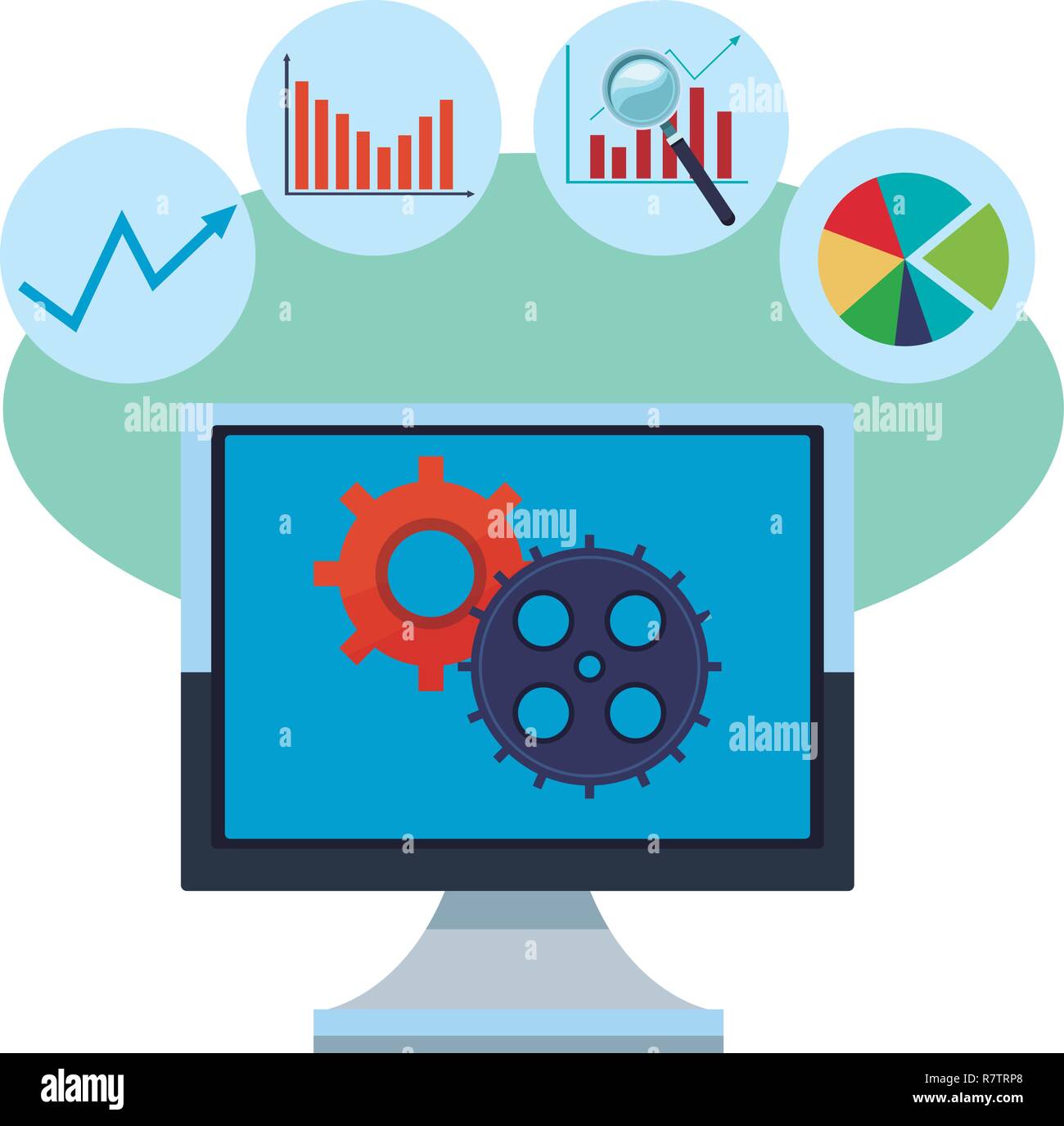 computer with gears Stock Vector Image & Art - Alamy