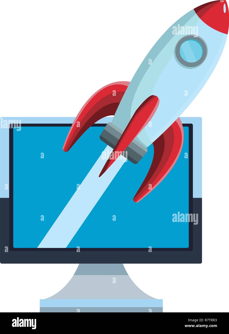 computer with rocket Stock Vector Image & Art - Alamy