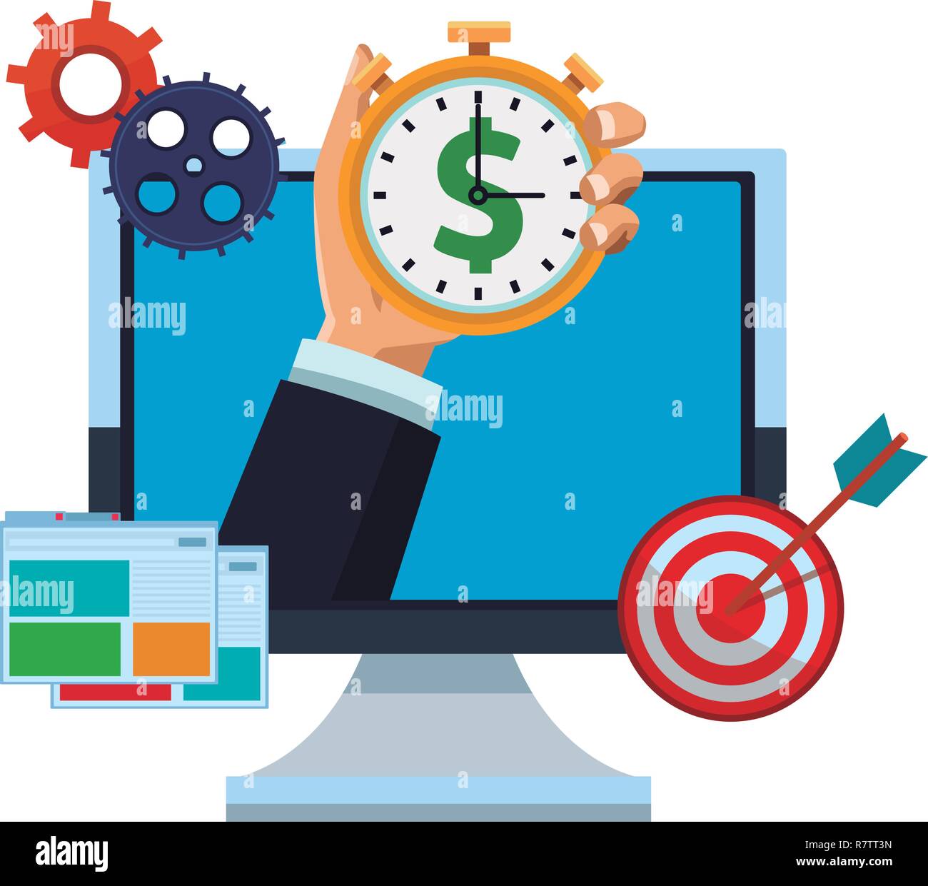 computer with stopwatch Stock Vector Image & Art - Alamy