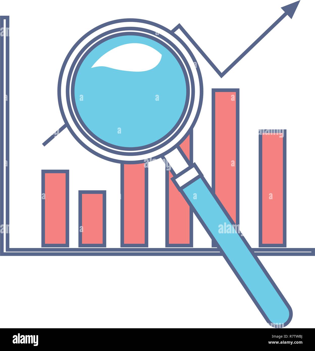 data chart with magnifying glass Stock Vector Image & Art - Alamy
