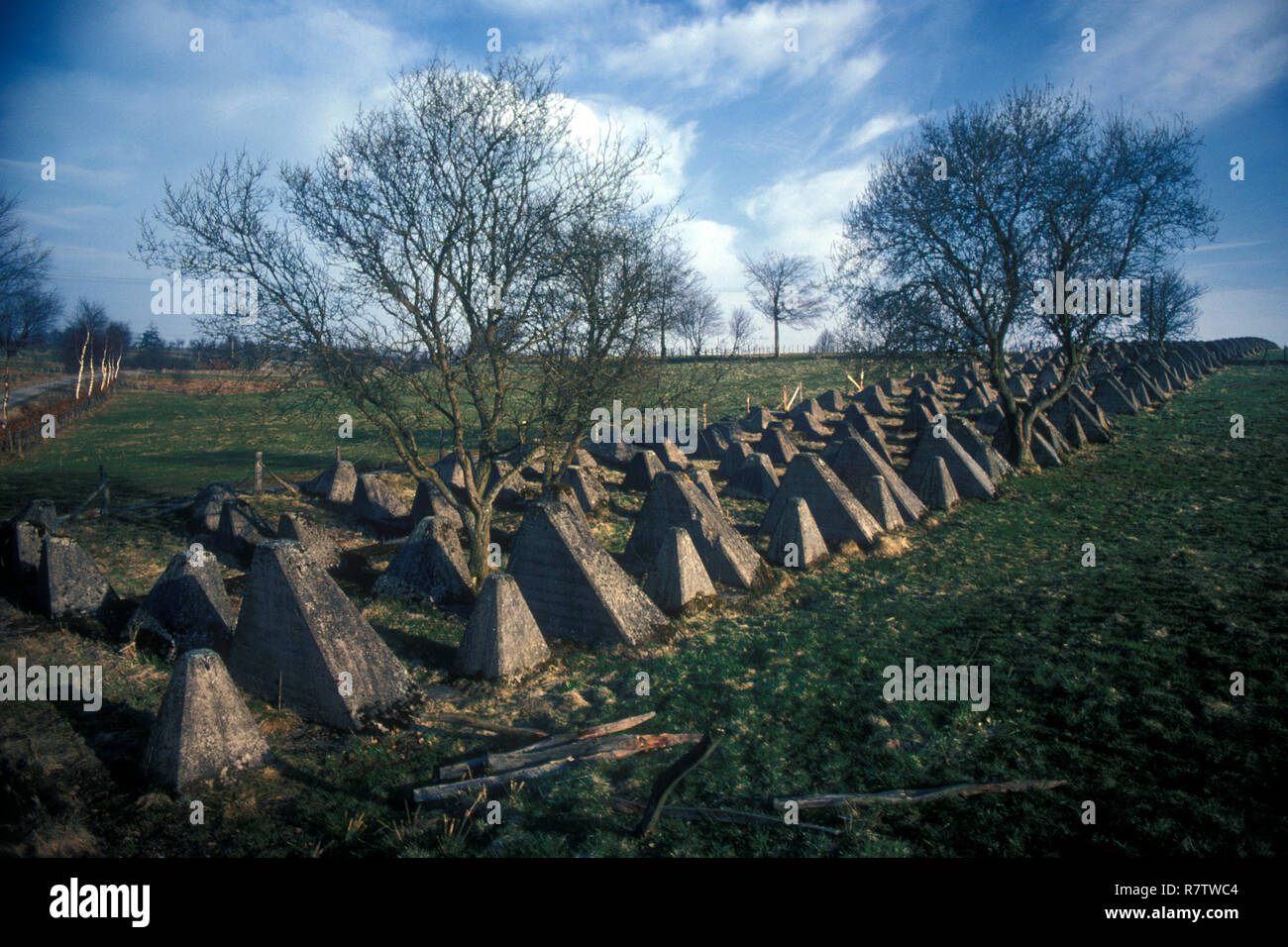 Tank traps on the WWII Siegfried Line on the German boarder Stock Photo ...