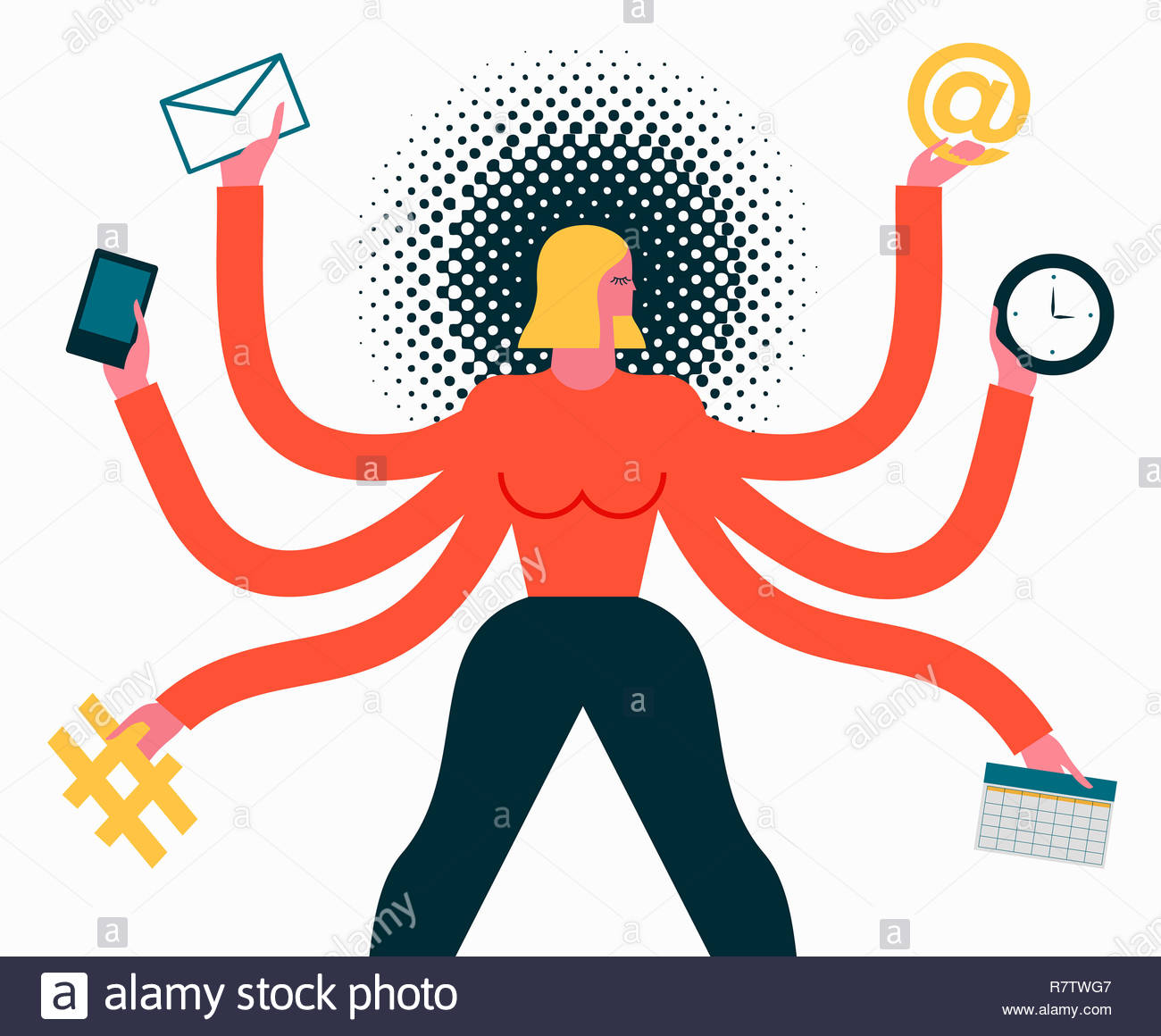 Woman Multitasking Arms Stock Photos & Woman Multitasking Arms Stock ...