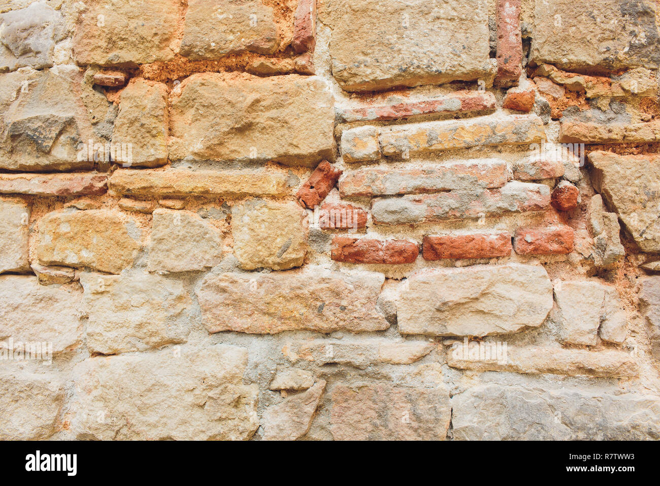 Background old vintage brick wall, real photo Stock Photo - Alamy