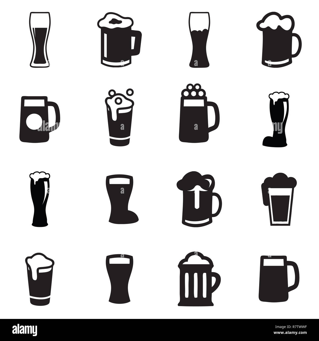 Glass beer icon sign Cut Out Stock Images & Pictures - Alamy